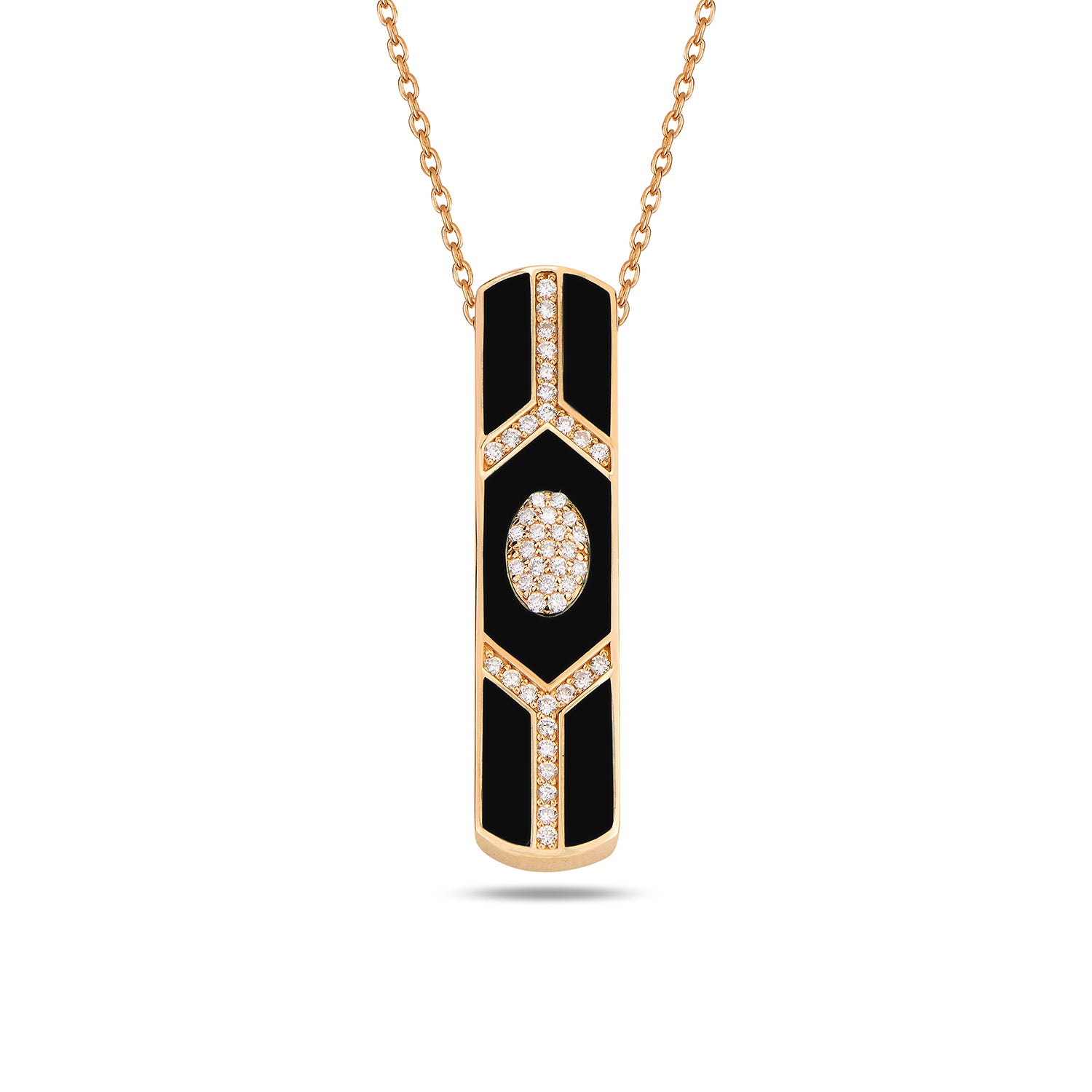 Shield Bar Pendant - Black Enamel