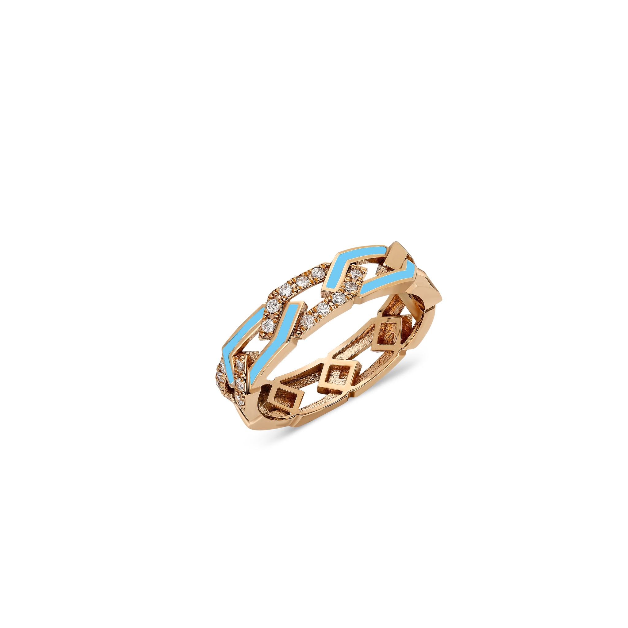 Fizzy Rebel Ring With Diamond - Baby Blue Enamel